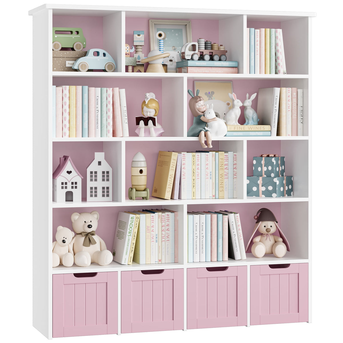 Homfa 10 Cube Toy Storage Organizer, Kids Geometric Bookcase and Books ...