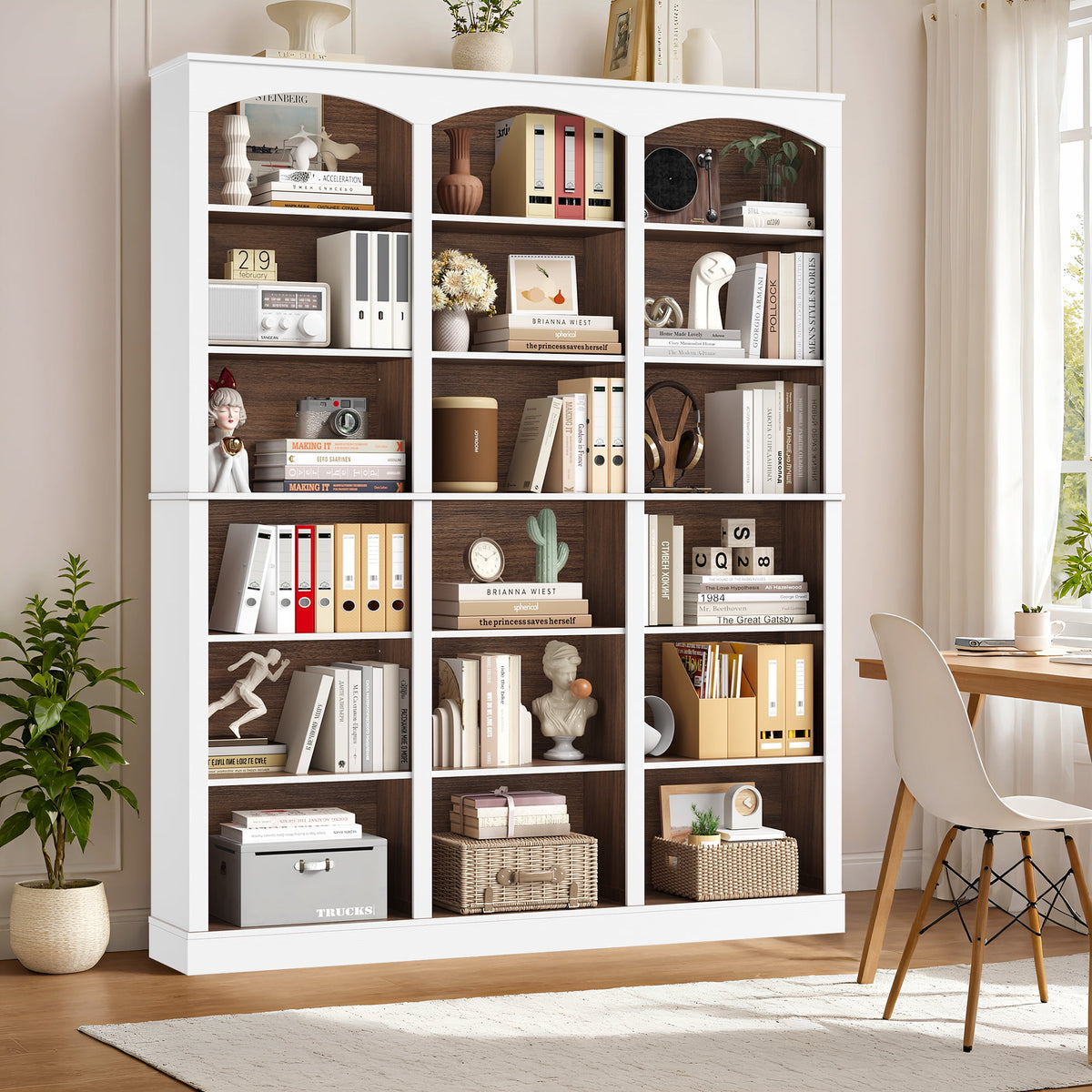 Homfa 18-Cube Bookcase and Bookshelves, 71.2" Triple Width 6 Tier Free ...