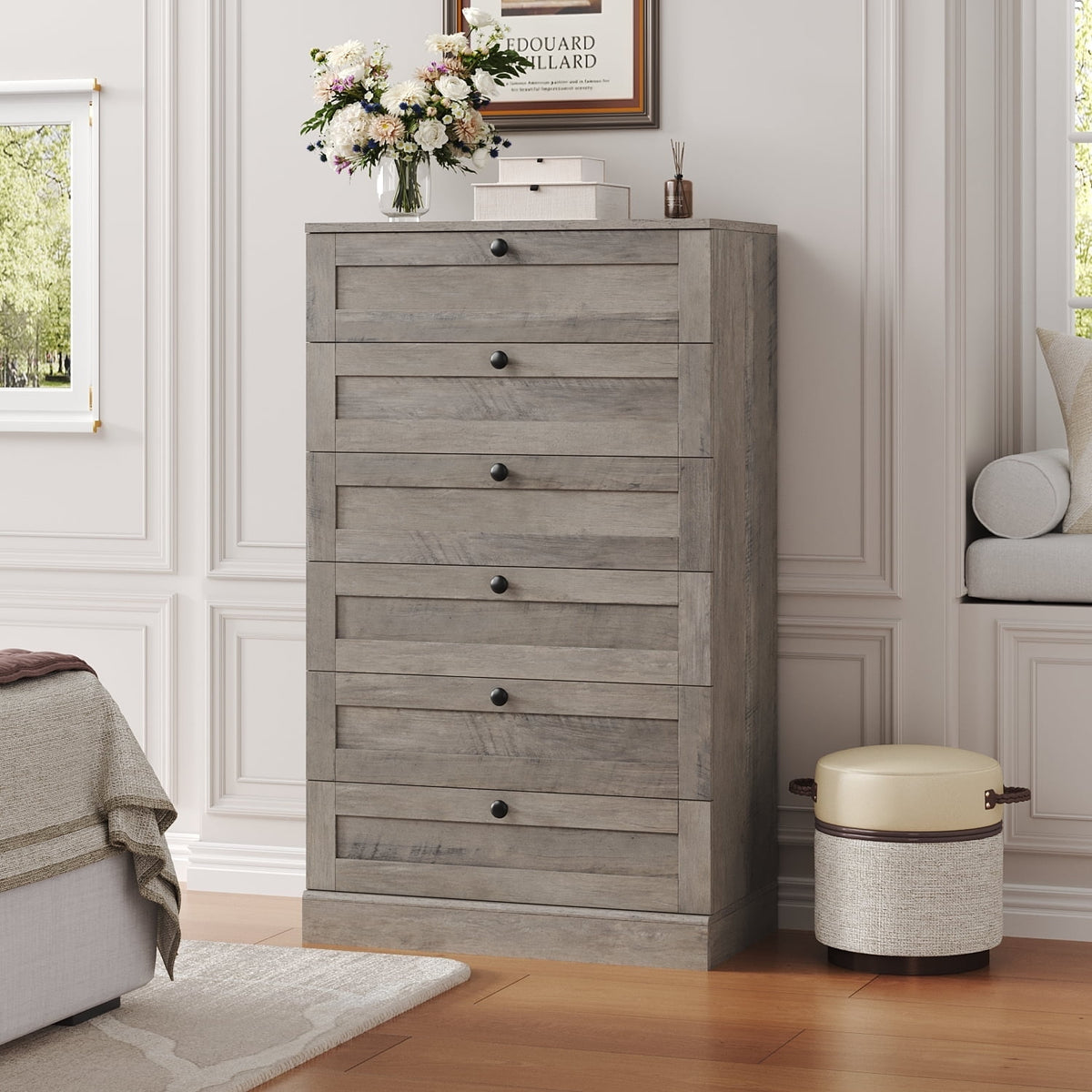 Homfa 6 Drawer Vertical Dresser for Bedroom, Modern Chest of Drawers W ...