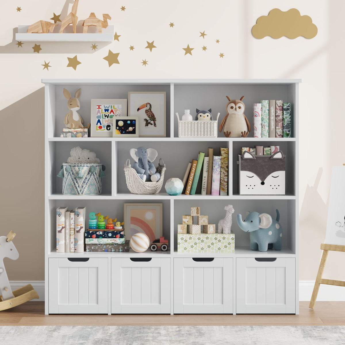 Homfa 7 Cube Toy Storage Organizer, Kids Geometric Bookcase and Booksh ...