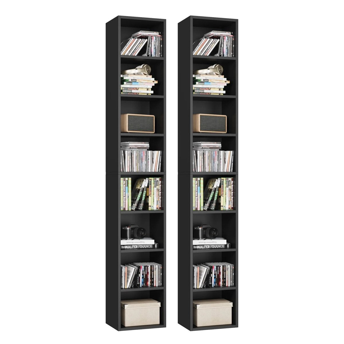 Homfa 8-Tier Media Tower, CD DVD Media Storage Unit with 4 Adjustable ...