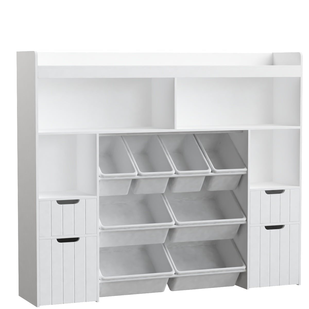 Homfa Kids Bookcase with 4 Wood Drawers, Kids Toy Storage Cabinet with ...
