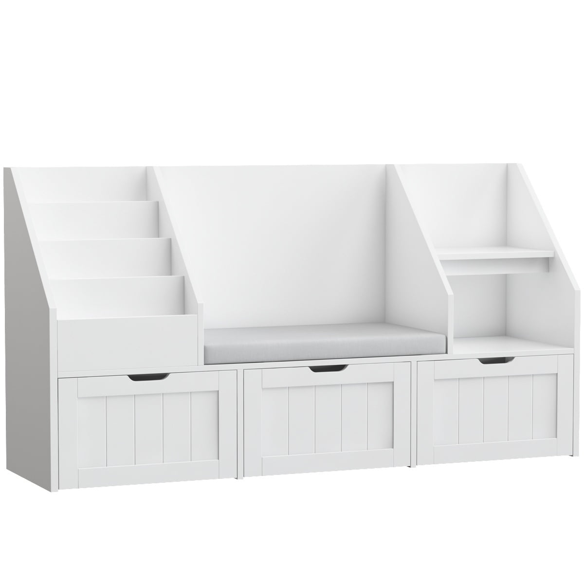Homfa Kids Bookshelf with Reading Nook & 3 Movable Drawers, 2 Cube Boo ...