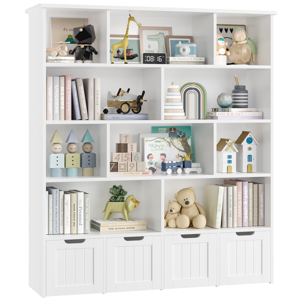 Homfa 10 Cube Toy Storage Organizer, Kids Geometric Bookcase and Books ...