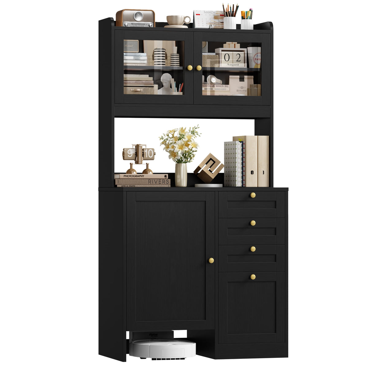 Homfa 71″ Tall Robot Vacuum Hidden Cabinet, Printer Stand with File Dr ...