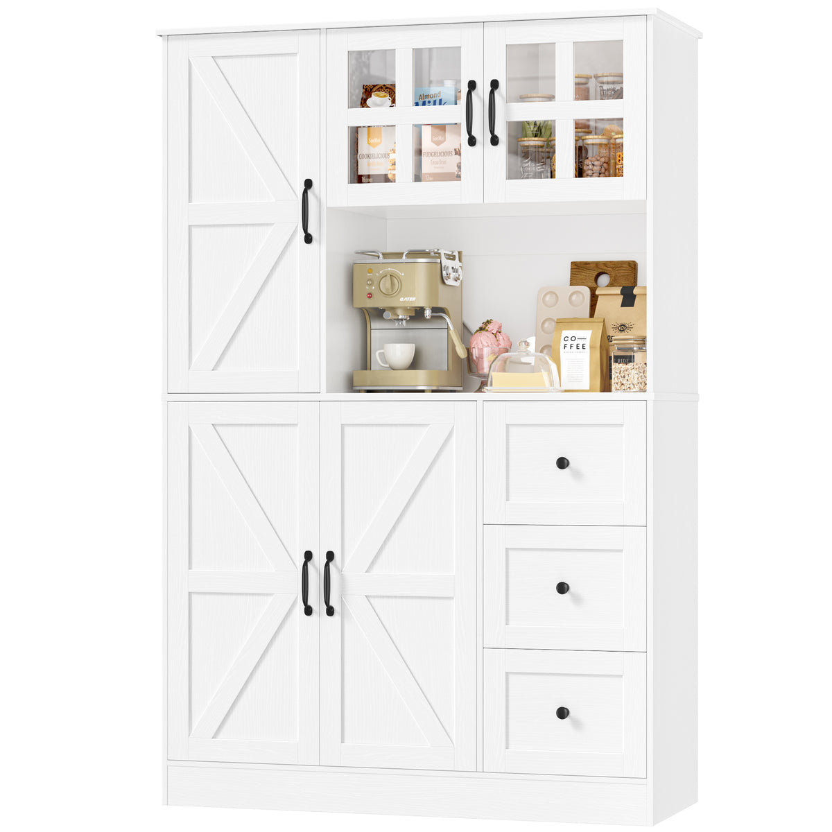 Homfa 62'' Kitchen Pantry Cabinet, Modern Storage Cabinet with Doors a ...