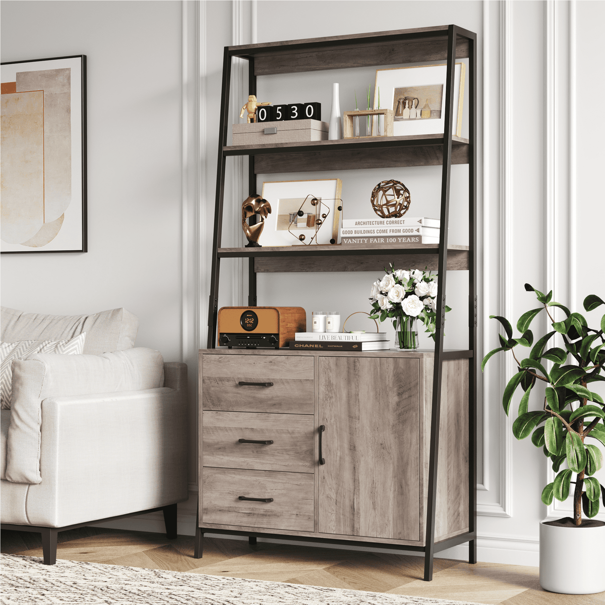 Homfa 3 Tier Metal Frame Ladder Bookshelf, Display Storage Shelves wit ...