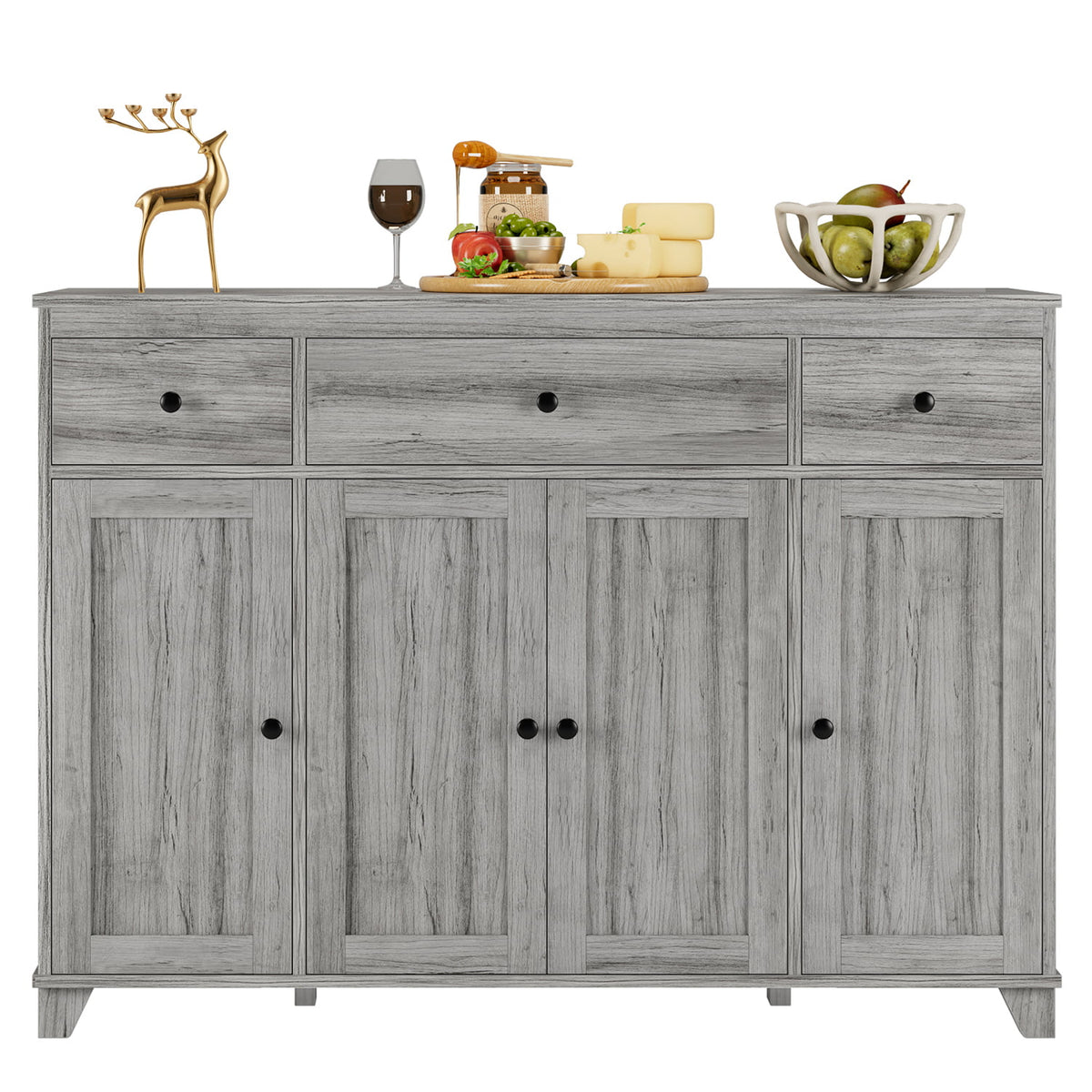 Homfa Buffet Sideboard, Wooden Storage Cabinet with Drawers & Doors, W ...