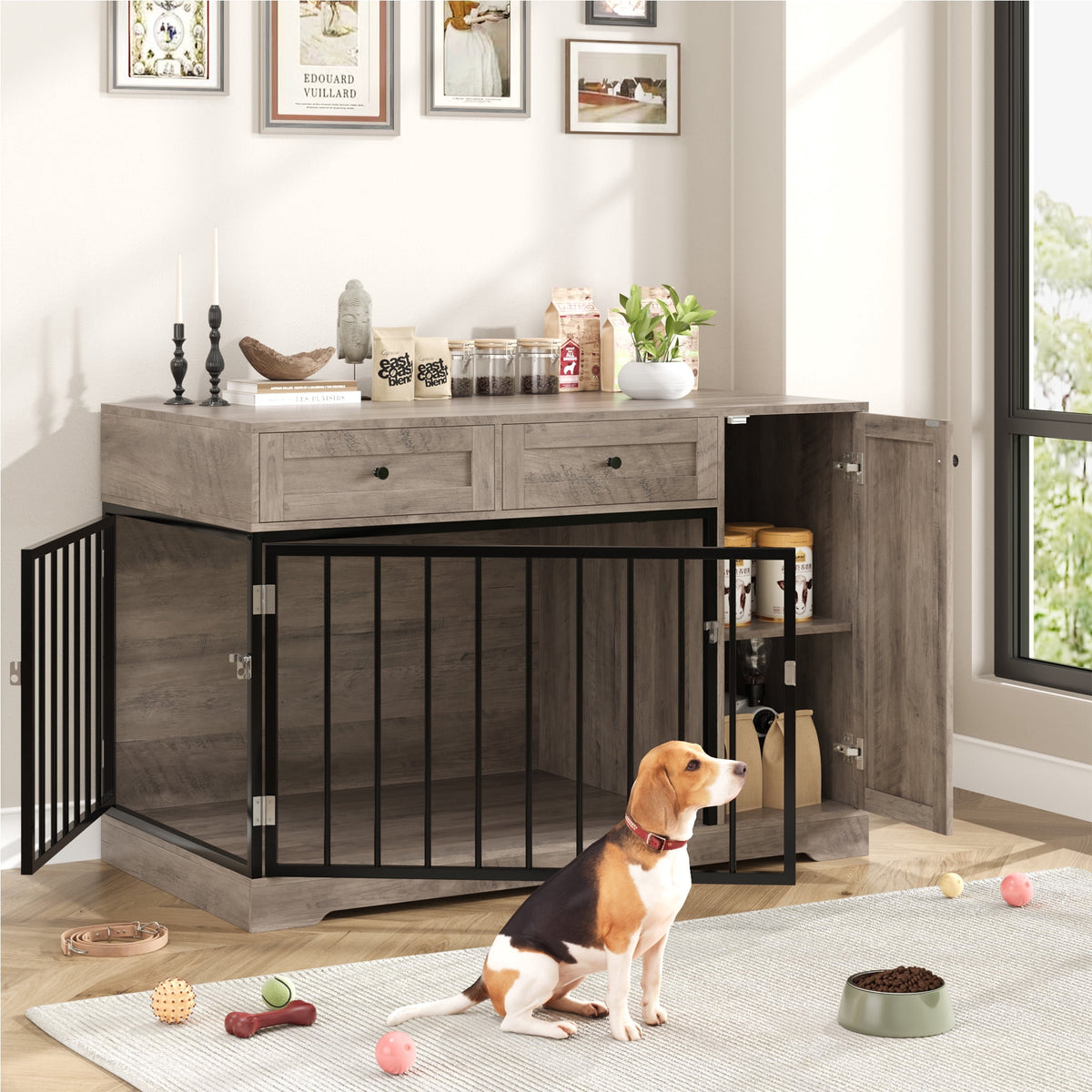 Homfa Dog Crate for Dogs, Indoor Aesthetic Puppy Kennel with Door, Mod ...